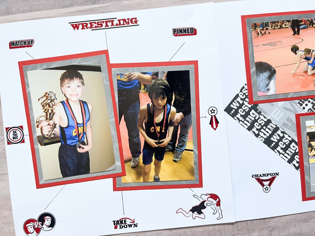 Wrestling Scrapbook Layout - Premade Wrestling Layouts - 12 by 12 ...