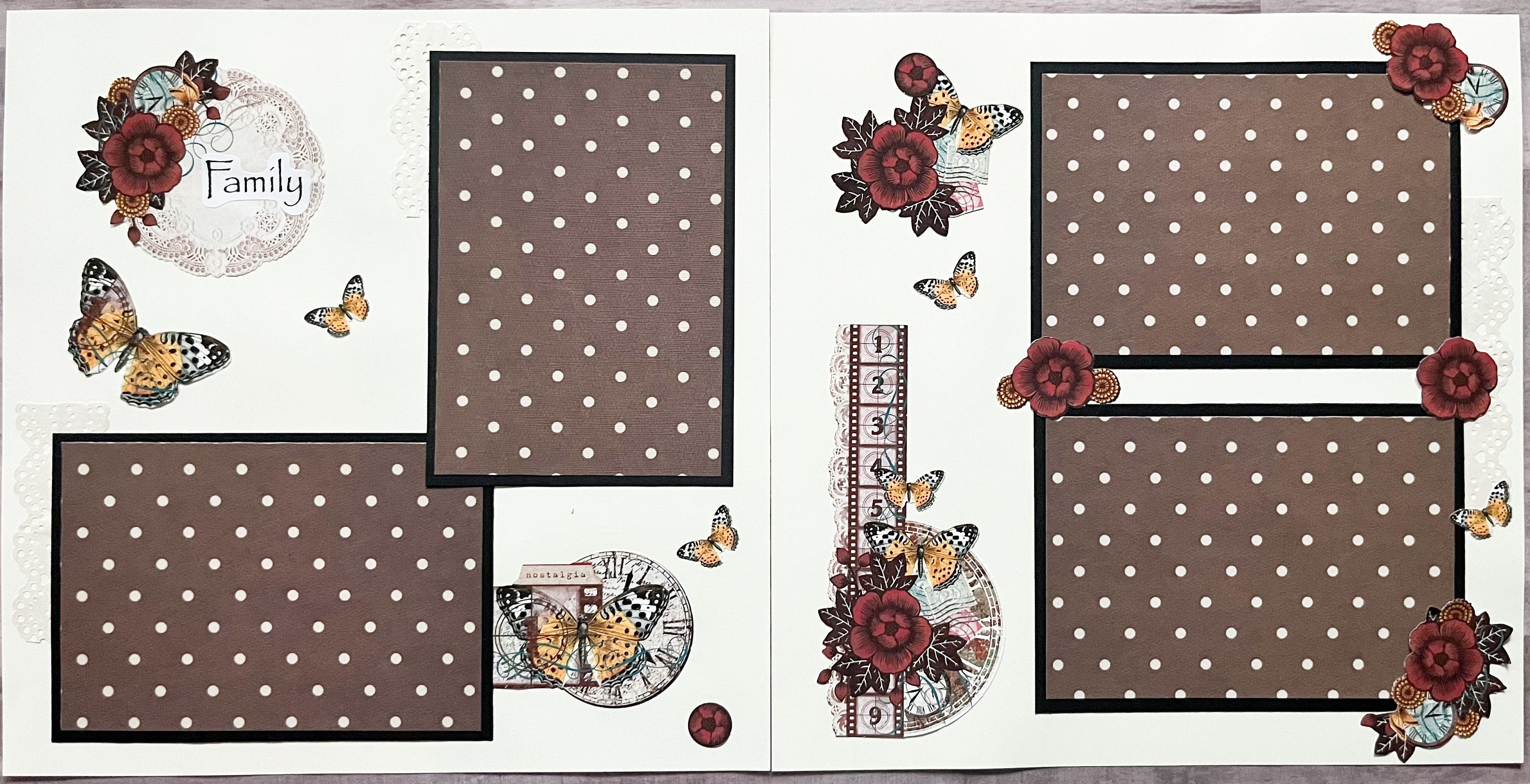 12 by 12 Family Scrapbook Layouts - Premade Family Scrapbook Pages ...