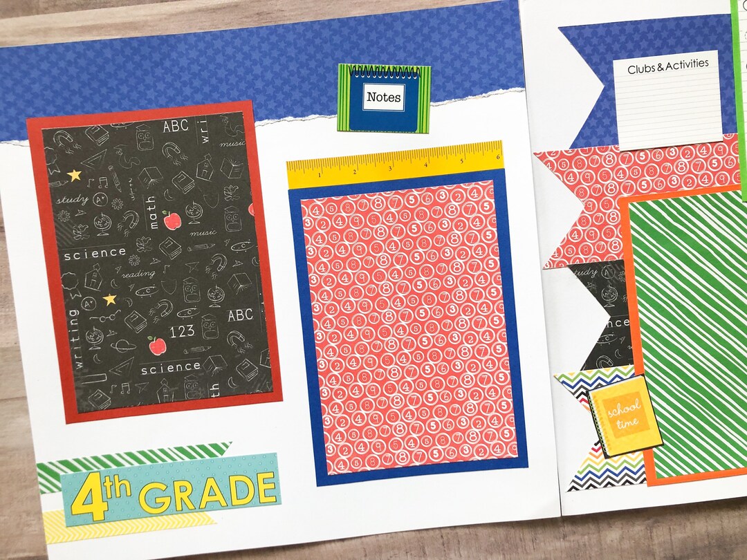 Fourth Grade Scrapbook Pages - Back to School Layout - Premade Fourth ...