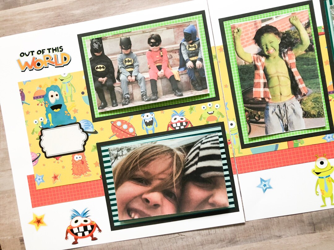 Alien Scrapbook Layout - Alien Scrapbook Pages - Halloween Premade ...