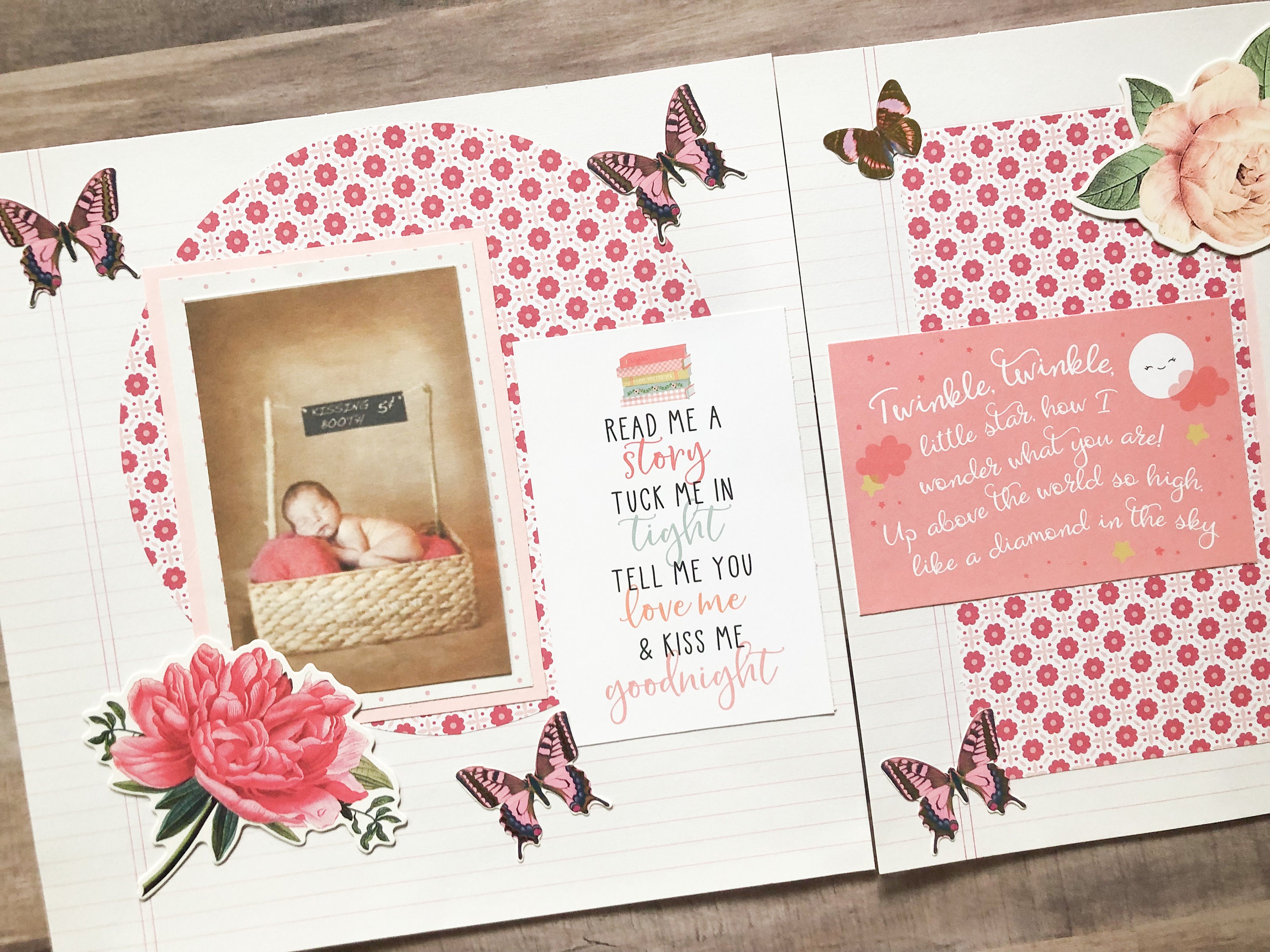 12 by 12 Premade Baby Girl Scrapbook Layout Baby Girl Scrapbook Layouts ...