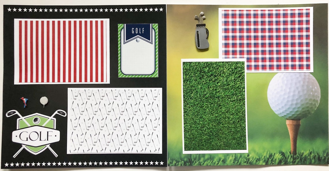 Golf Scrapbook Pages Dad Scrapbook Layout Premade Sports | Etsy