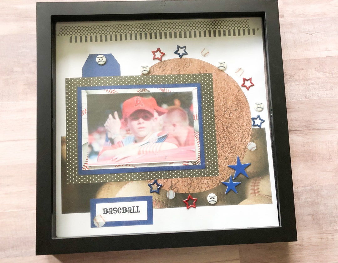 Baseball Shadow Box Layout - Baseball Gift - 12 by 12 Baseball Layouts ...