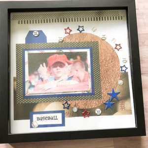 Baseball Shadow Box Layout - Baseball Gift - 12 by 12 Baseball Layouts ...