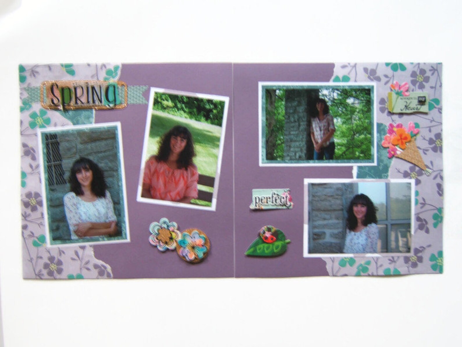 Spring Scrapbook Layouts 12 by 12 Family Scrapbook Pages Premade Girl ...