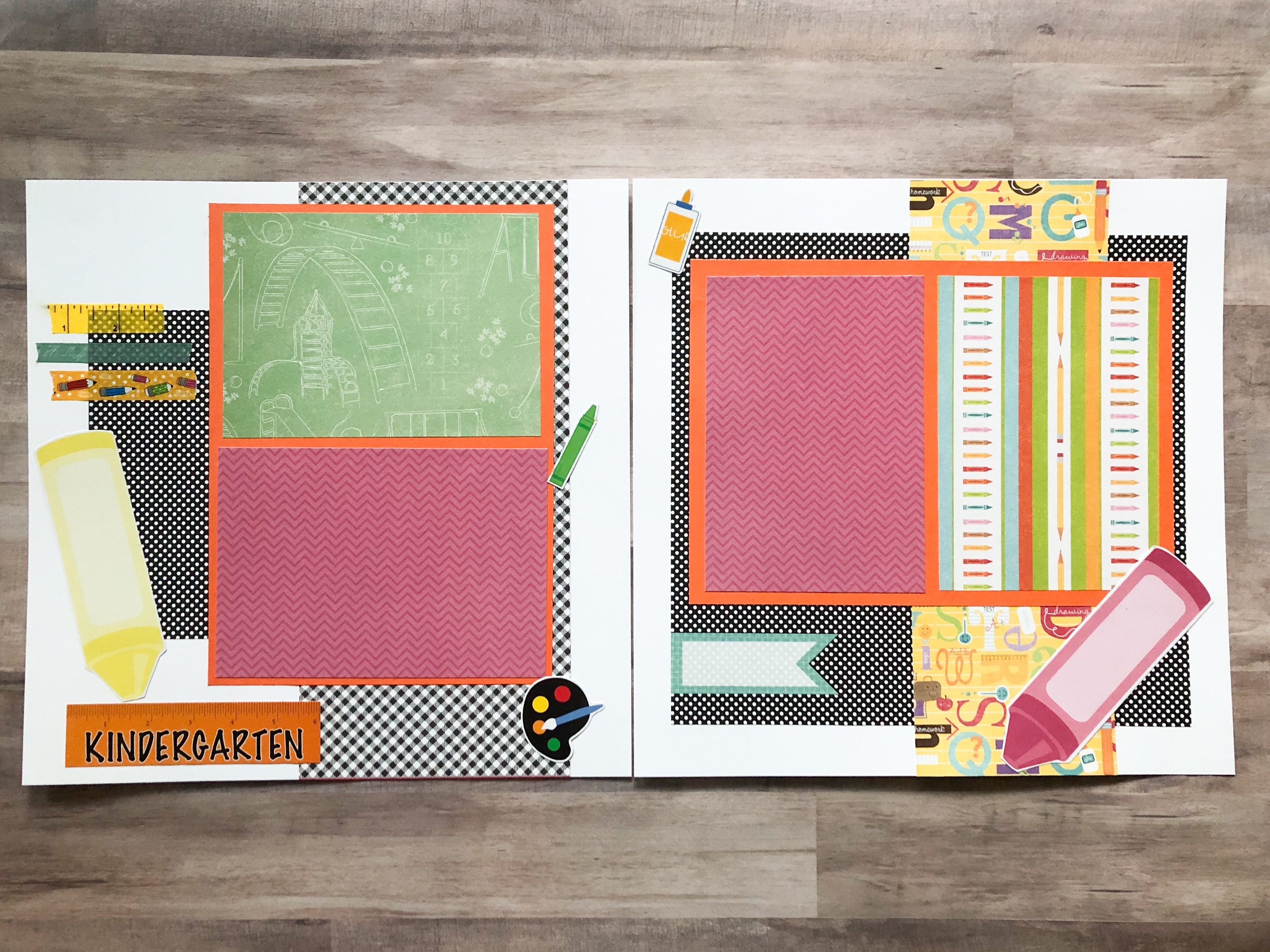 Kindergarten Scrapbook Pages - Back to School Layout - Premade ...