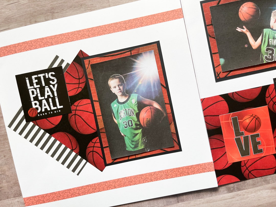 12 by 12 Premade Basketball Layouts - Basketball Scrapbook Pages ...