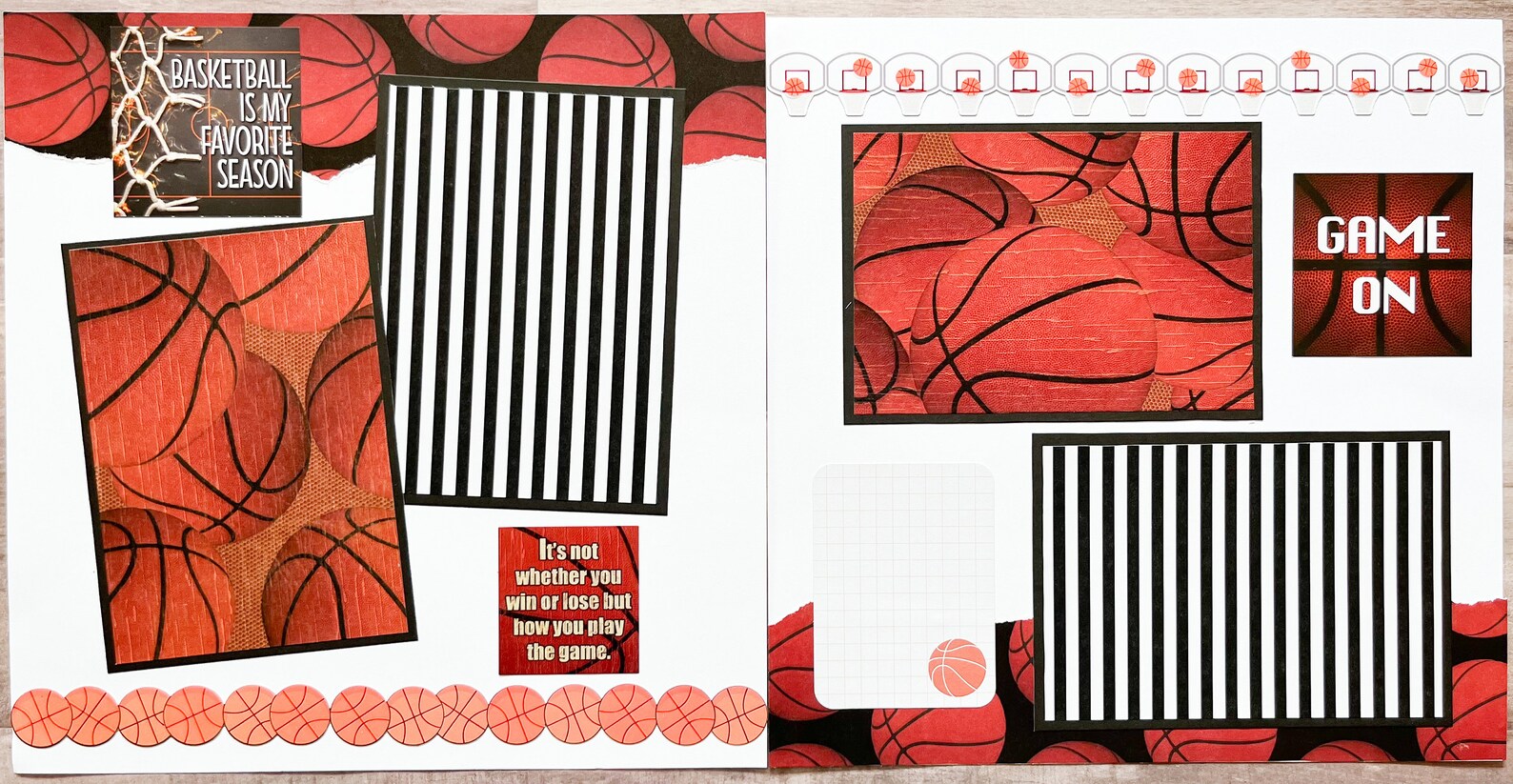 12 by 12 Premade Basketball Layouts - Basketball Scrapbook Pages ...