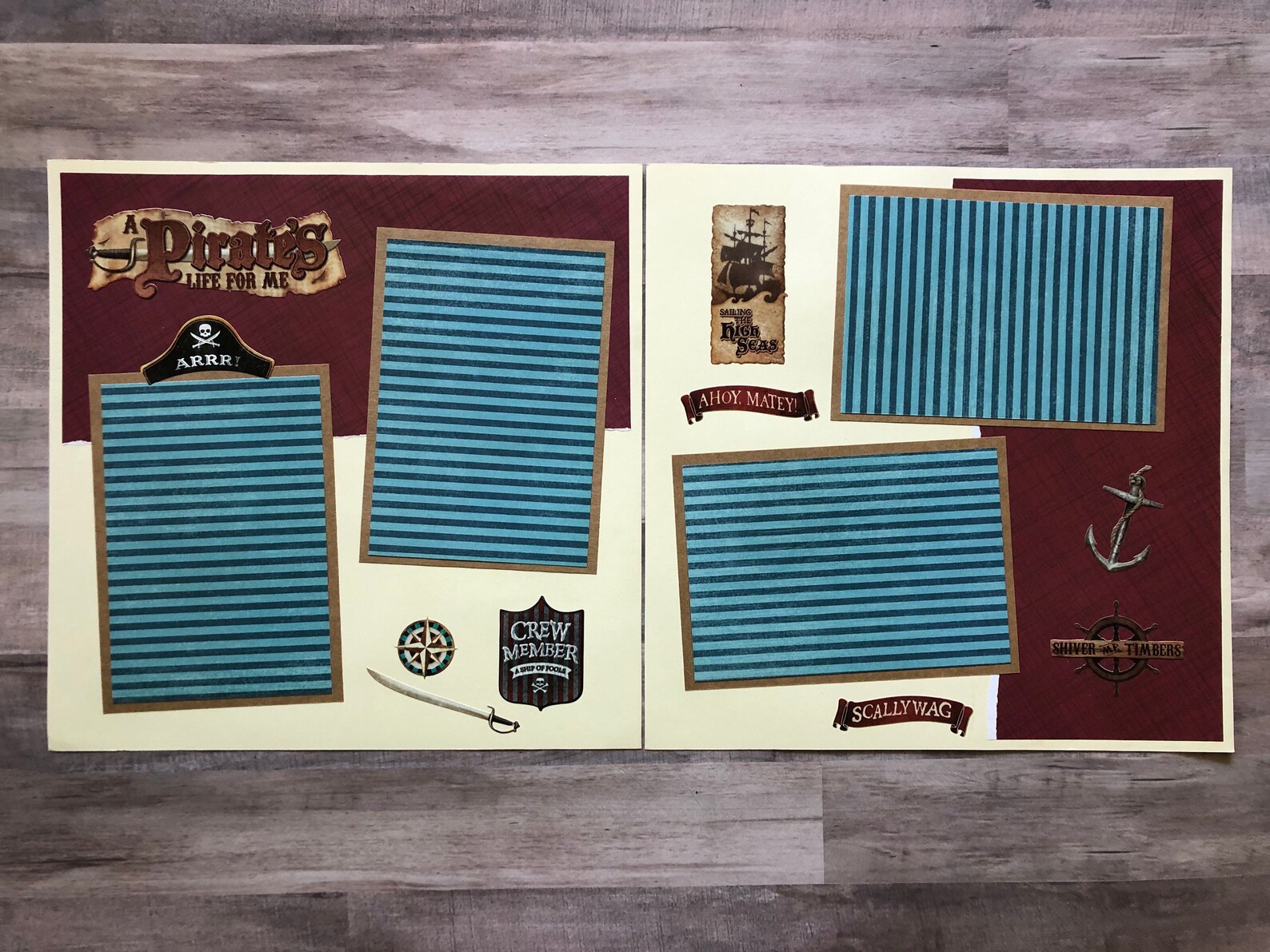 Pirate Scrapbook Pages - Premade Pirate Layouts - Halloween Layouts - Etsy