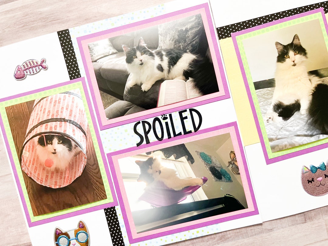 Cat Scrapbook Pages - Premade Cat Scrapbook Pages - Kitten Scrapbook ...
