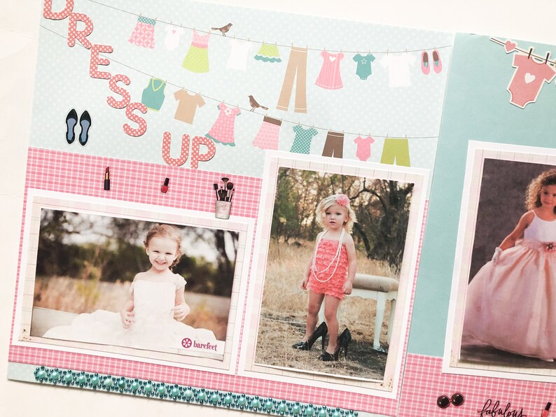 Premade Dress up Scrapbook Layout - Girl Scrapbook Layouts - Girl Dress ...