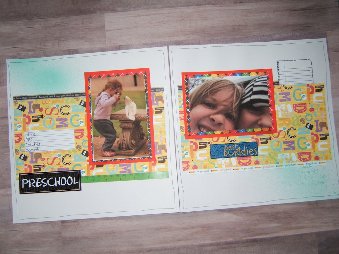 Preschool Scrapbook Pages - Back to School Pages - Premade Preschool ...