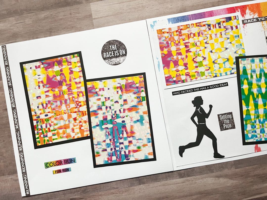 Color Run Scrapbook Layouts - 12 by 12 Marathon Scrapbook Pages ...