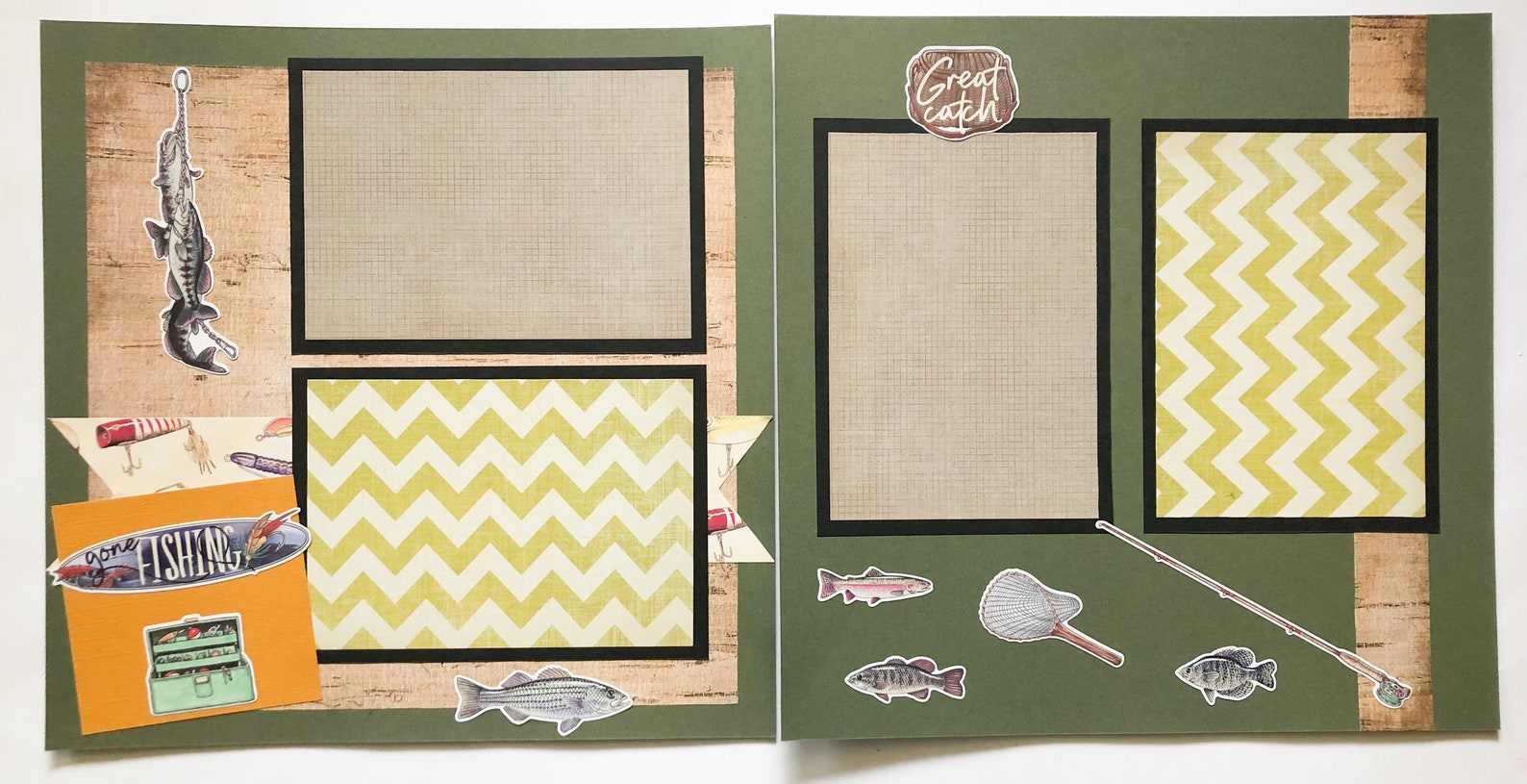 Premade Fishing Scrapbook Pages Fishing Scrapbook Layouts - Etsy