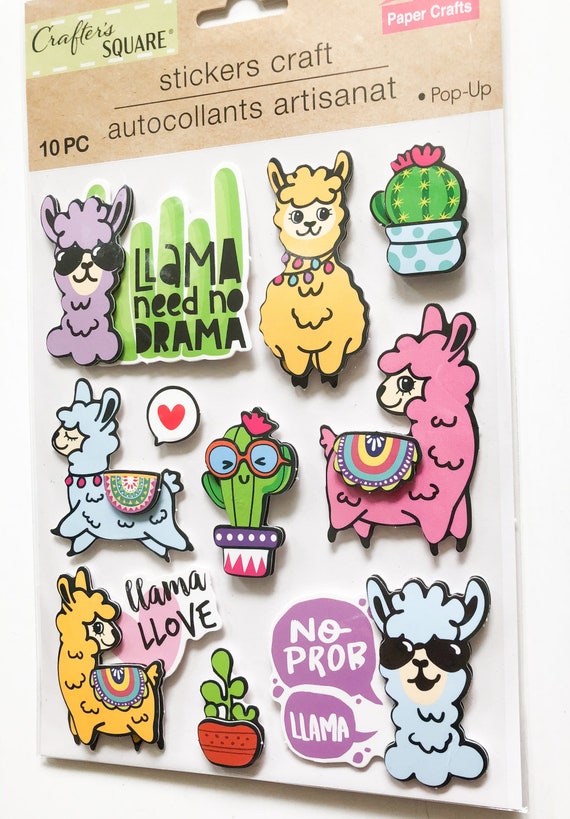 Llama mixed media Scrapbook Craft Journal Cards Dimensional Sticker ...