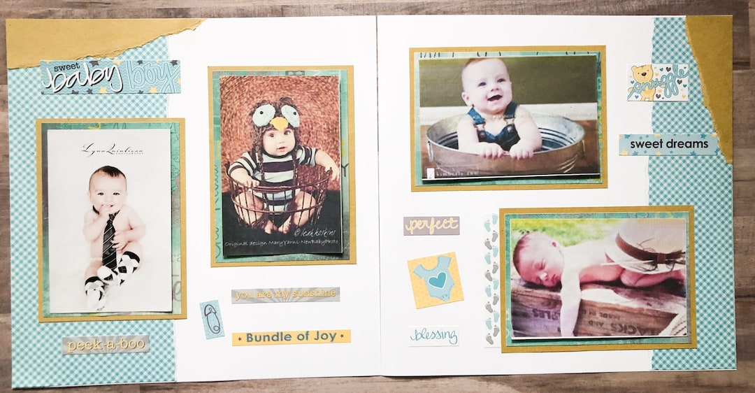 Baby Boy Pages - Baby Boy Scrapbook Layout - Baby Boy Pages - 12 by 12 ...