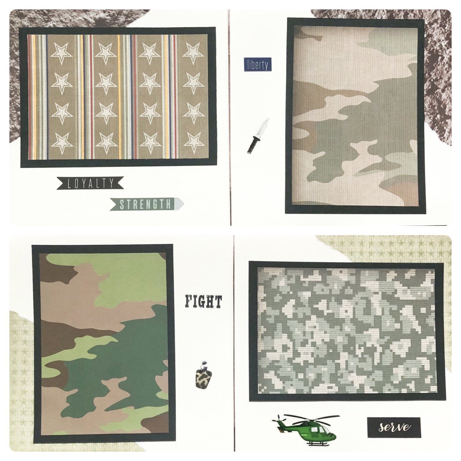Army Scrapbook Album - Premade 8 by 8 Army Scrapbook - Military Album ...
