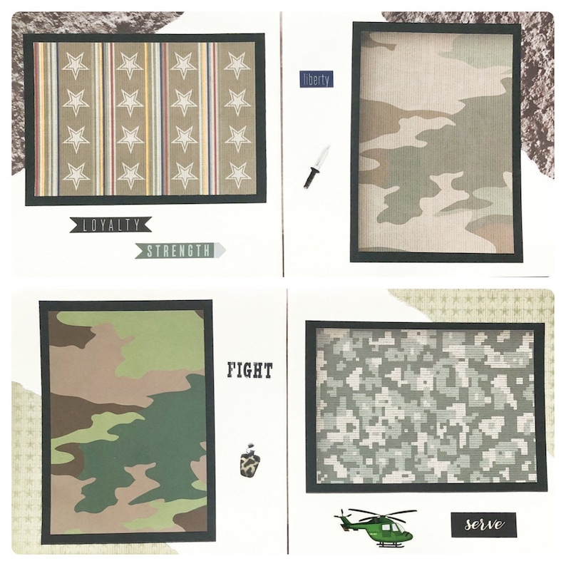 Army Scrapbook Album - Premade 8 by 8 Army Scrapbook - Military Album ...