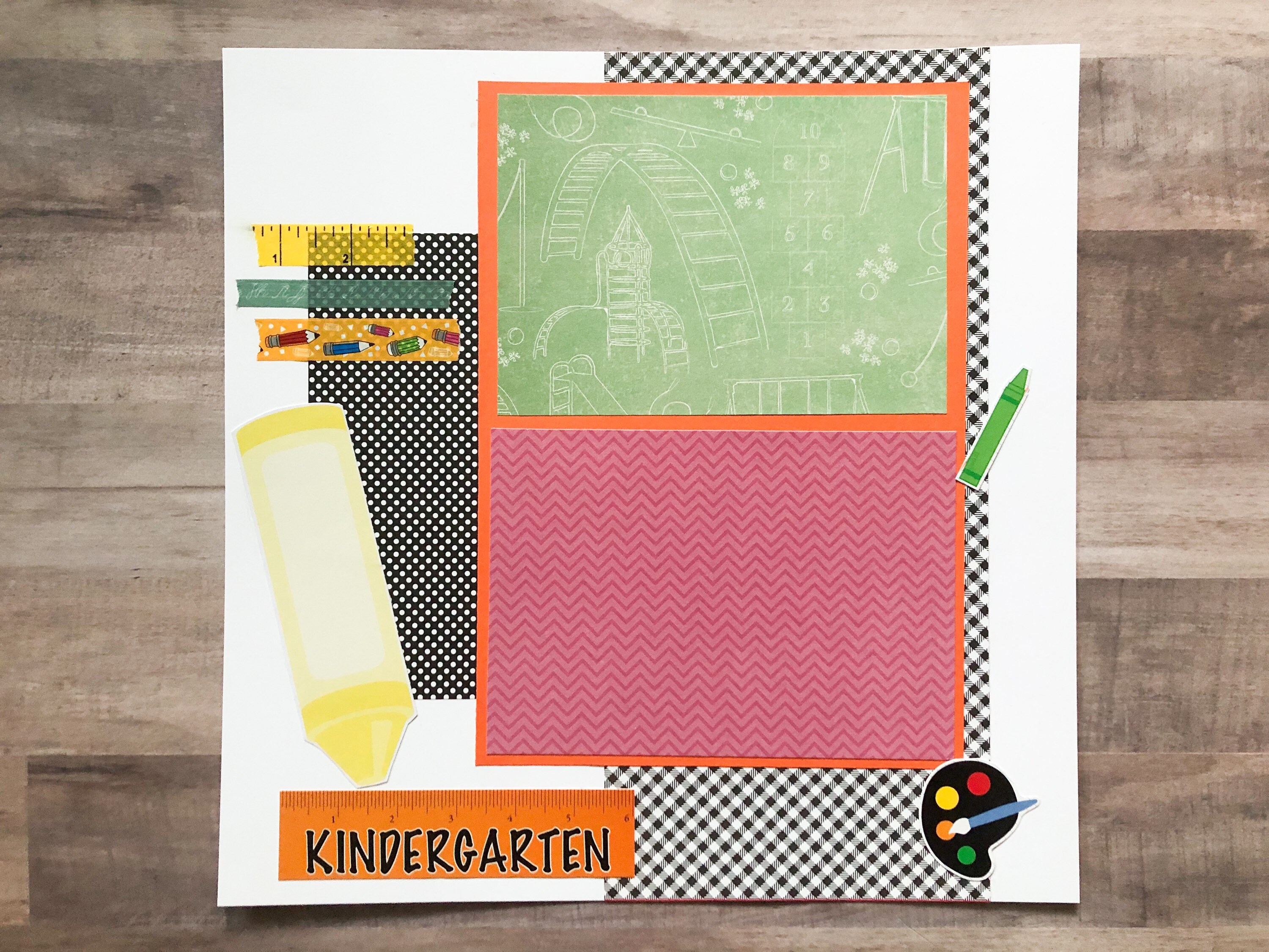 Kindergarten Scrapbook Pages Back to School Layout Premade | Etsy