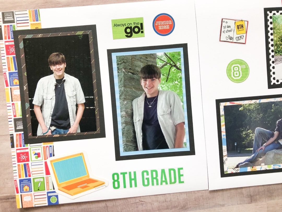 Eighth Grade Scrapbook Pages - Back to School Layout - Premade Eighth ...
