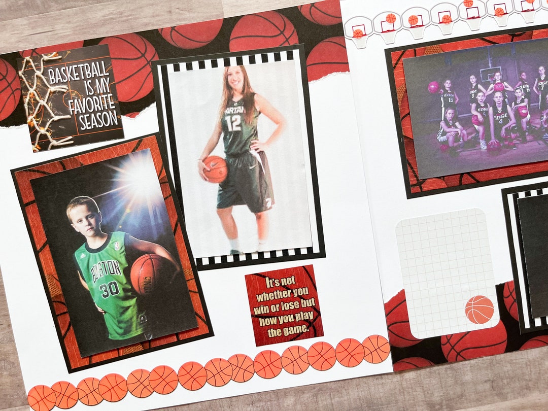 12 by 12 Premade Basketball Layouts - Basketball Scrapbook Pages ...