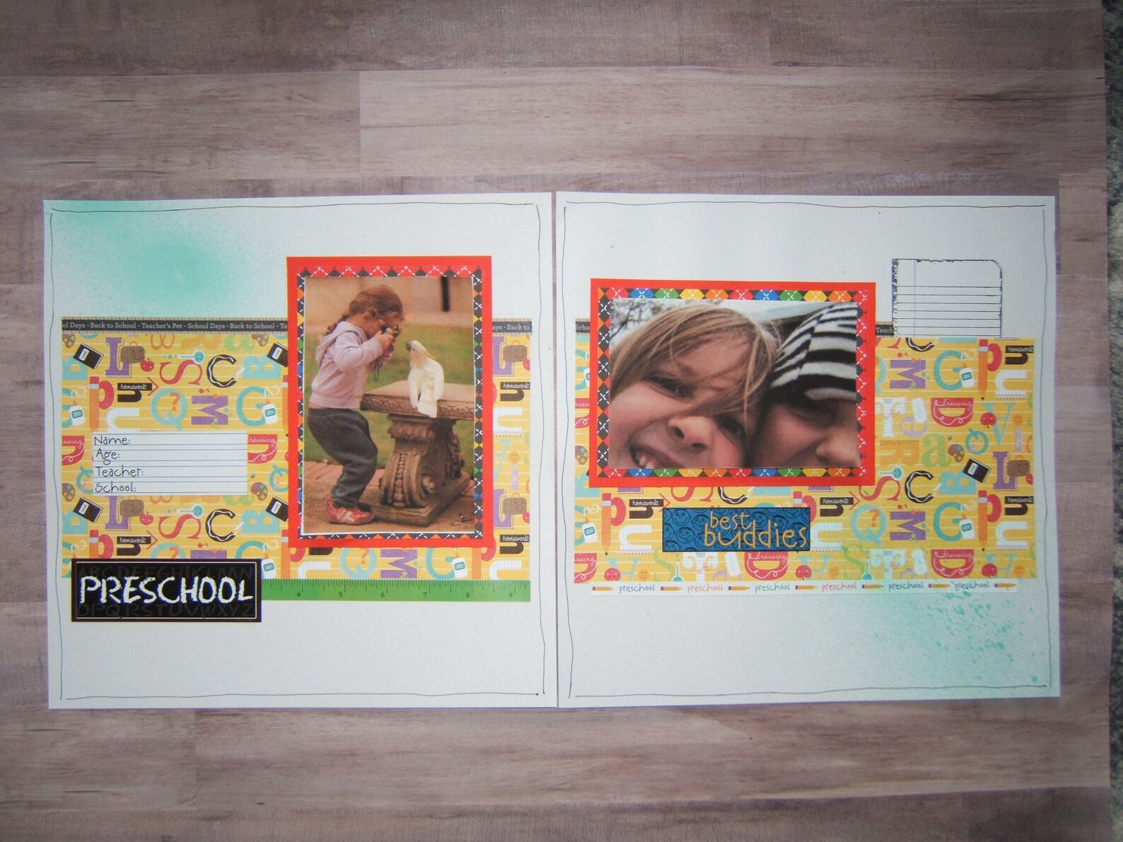 Preschool Scrapbook Pages Back to School Pages Premade Preschool ...