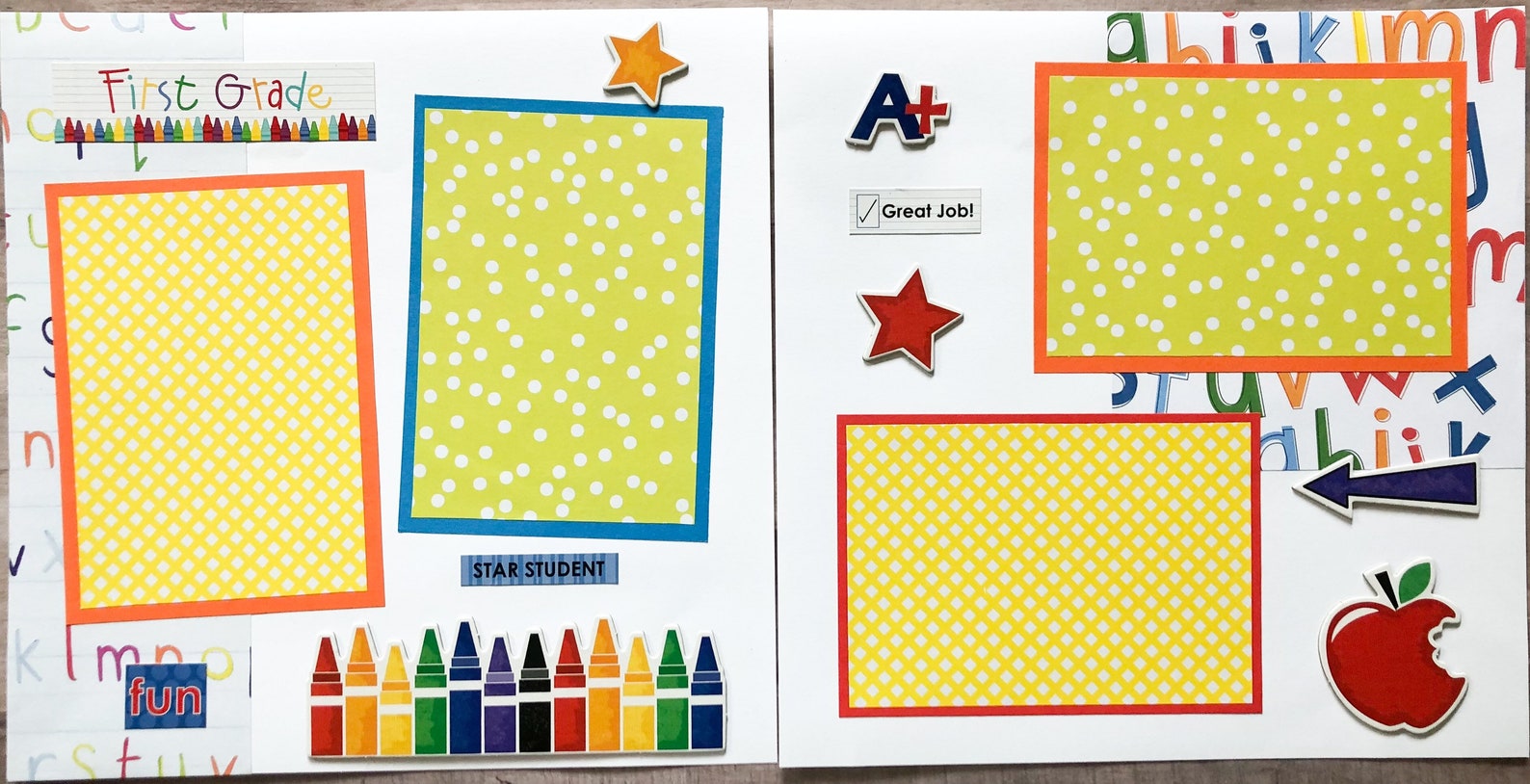 First Grade Scrapbook Pages - Back to School Layout - Premade First ...