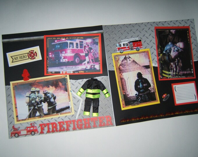 Firefighter Scrapbook Pages 12 by 12 Fireman Scrapbook Pages Premade ...