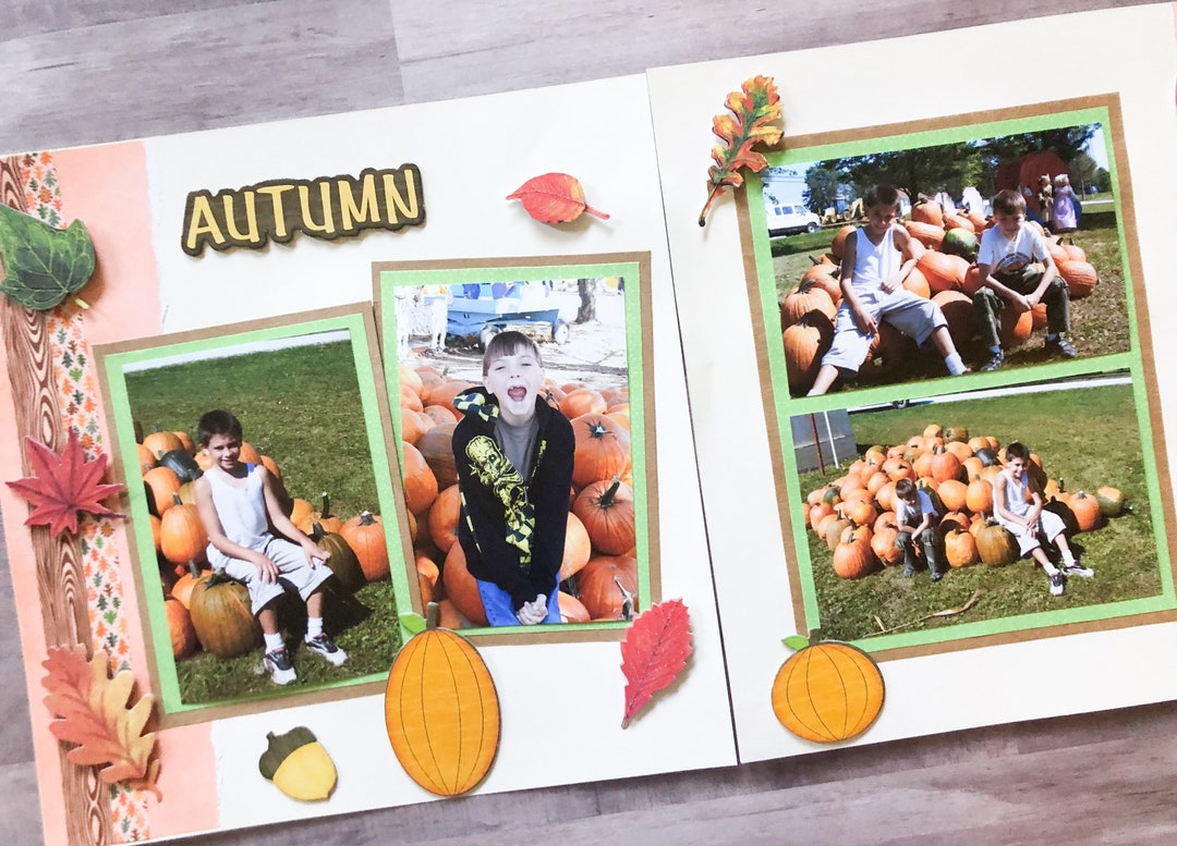 Autumn Scrapbook Layouts - Fall Layouts - Premade Pumpkin Pages - Fall ...