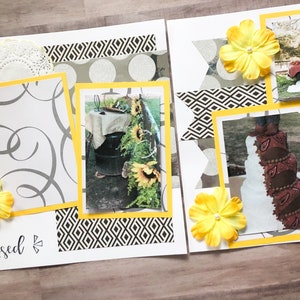 Yellow Wedding Scrapbook Pages - Premade Yellow Wedding Scrapbook ...