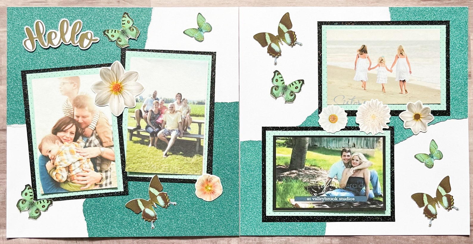 Butterfly Scrapbook Layouts - 12 by 12 Family Scrapbook Pages - Premade ...