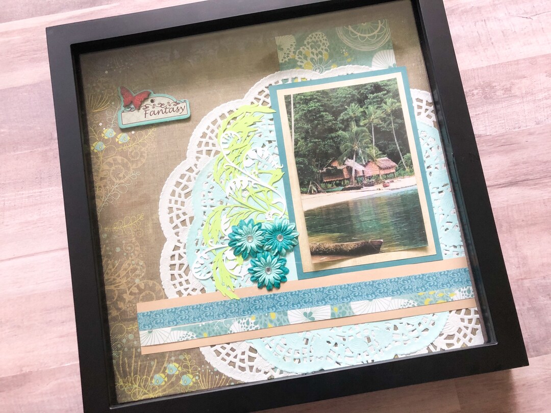Vacation Getaway Shadow Box Layout Mom Birthday Gift 12 by 12 Vacation ...
