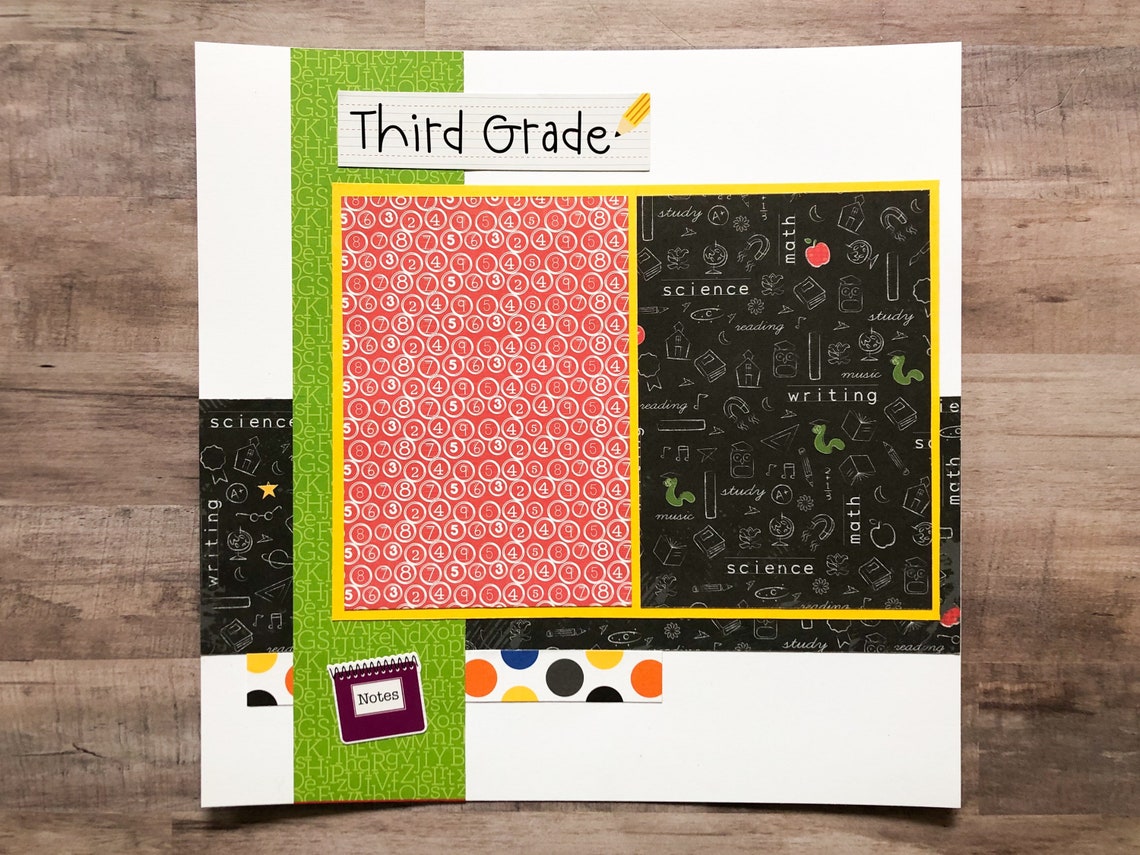 Third Grade Scrapbook Pages Back to School Layout Premade | Etsy