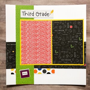 Third Grade Scrapbook Pages Back to School Layout Premade Third Grade ...