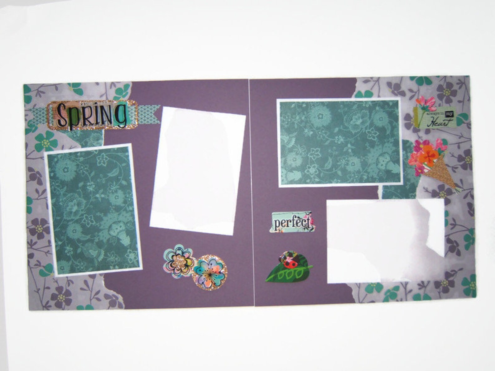 Spring Scrapbook Layouts 12 by 12 Family Scrapbook Pages Premade Girl ...