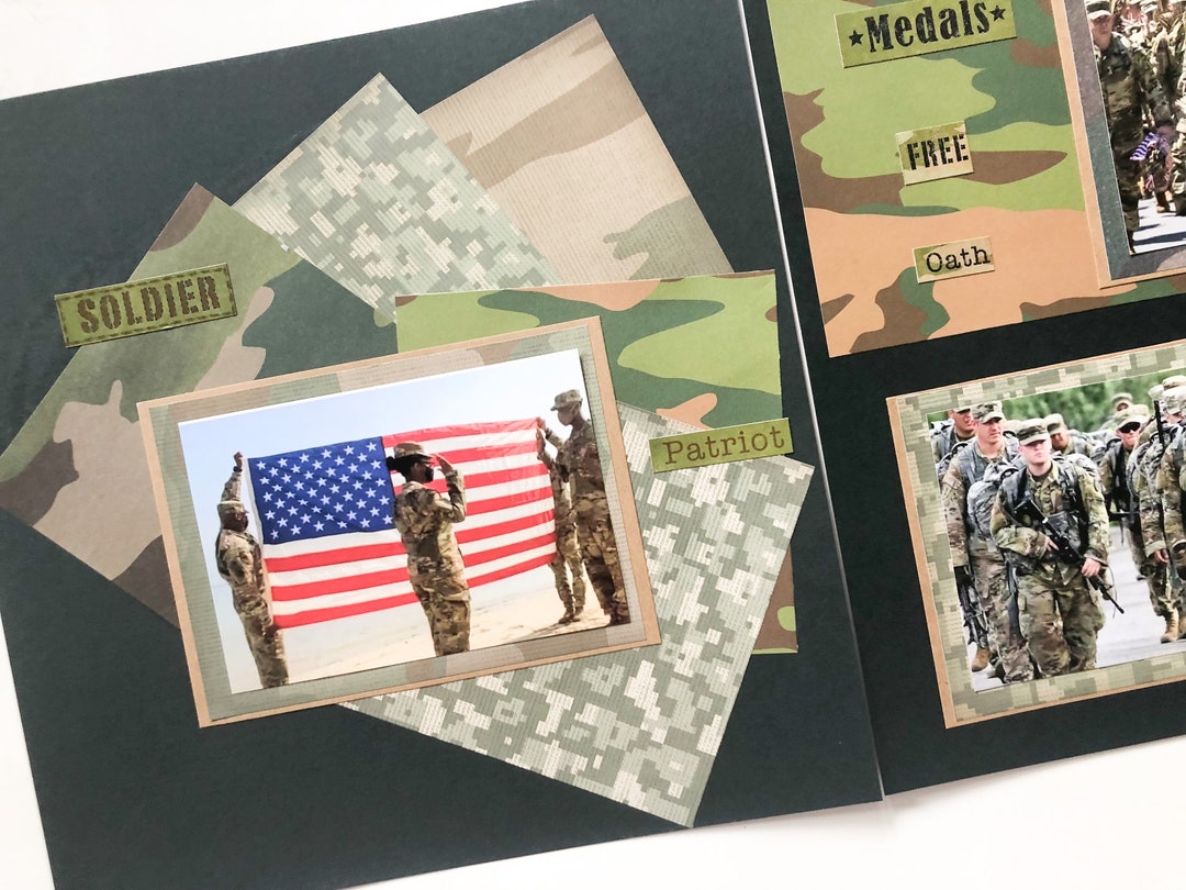 Army Scrapbook Pages - Premade Army Layout - Military Pages - Etsy