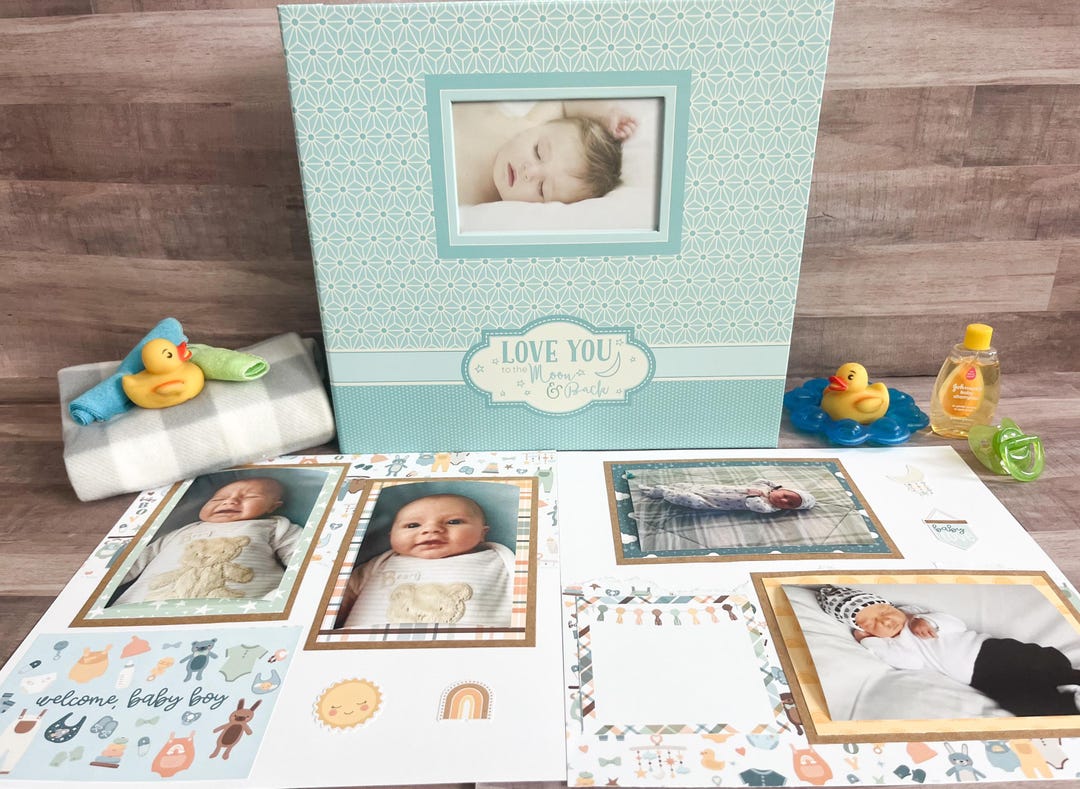 Baby Boy Scrapbook - Baby's First Year - Baby Boy Shower Gift - Premade ...