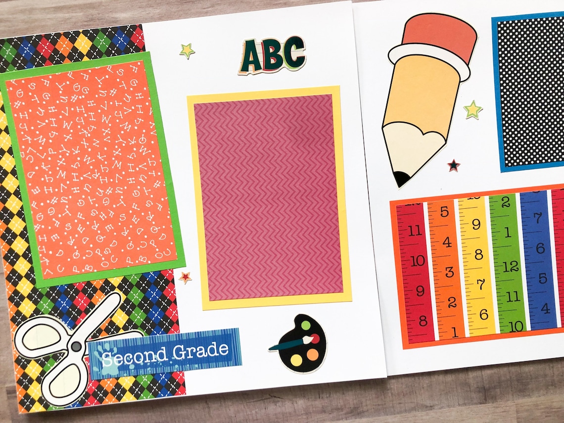 Second Grade Scrapbook Pages Back to School Layout Premade - Etsy