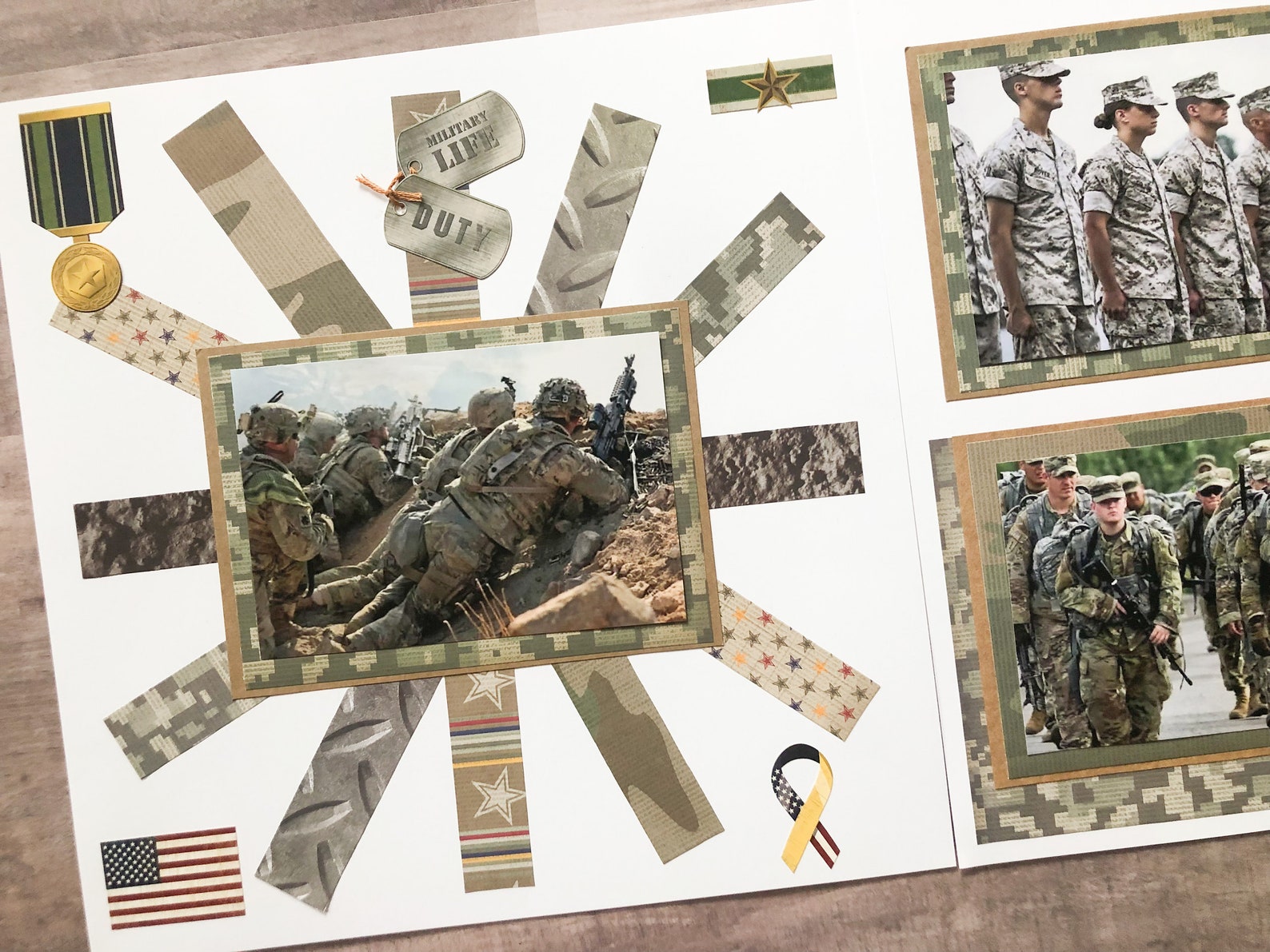 Army Scrapbook Pages Premade Army Layout Military Pages 12 by 12 Army ...