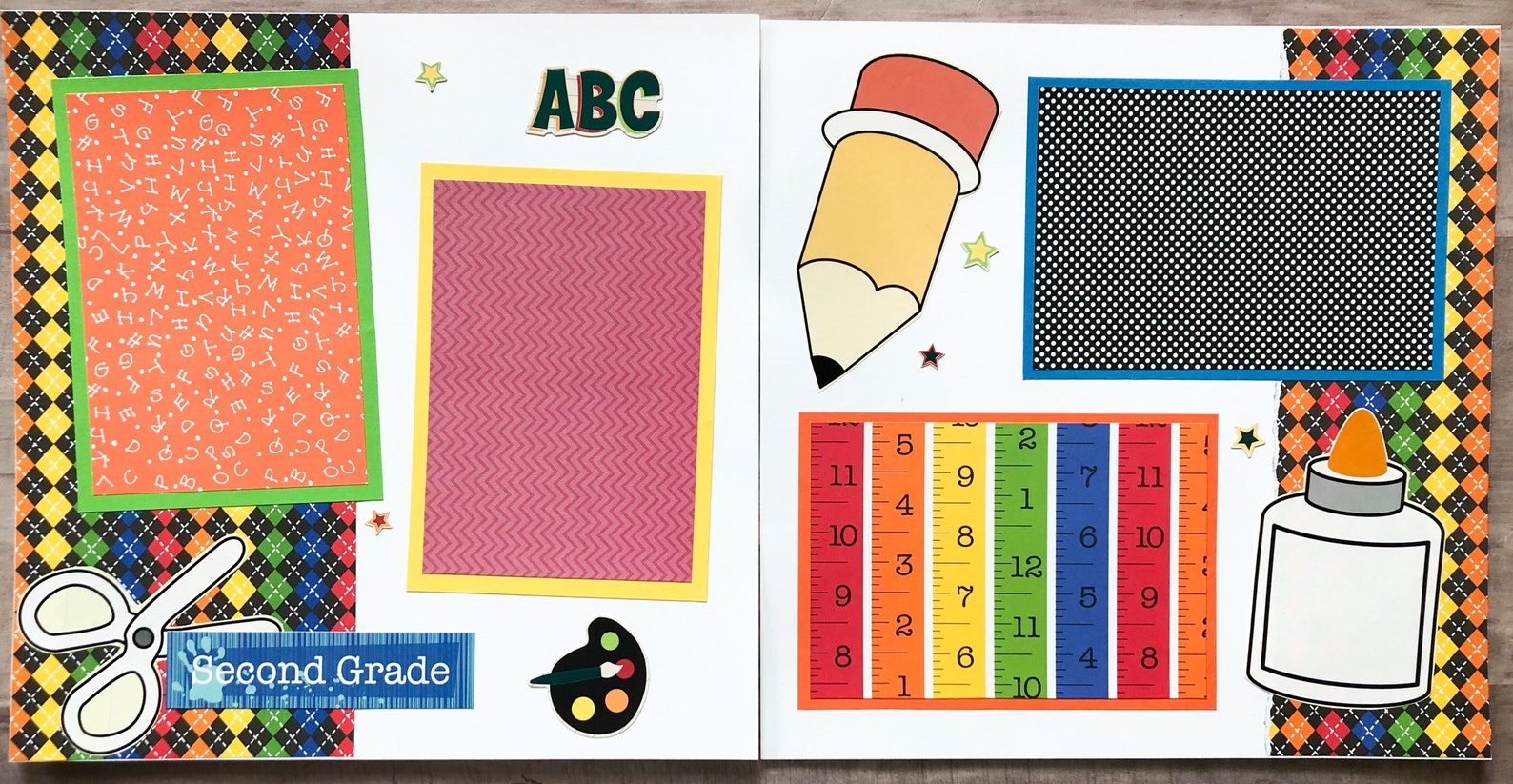 Second Grade Scrapbook Pages Back to School Layout Premade - Etsy