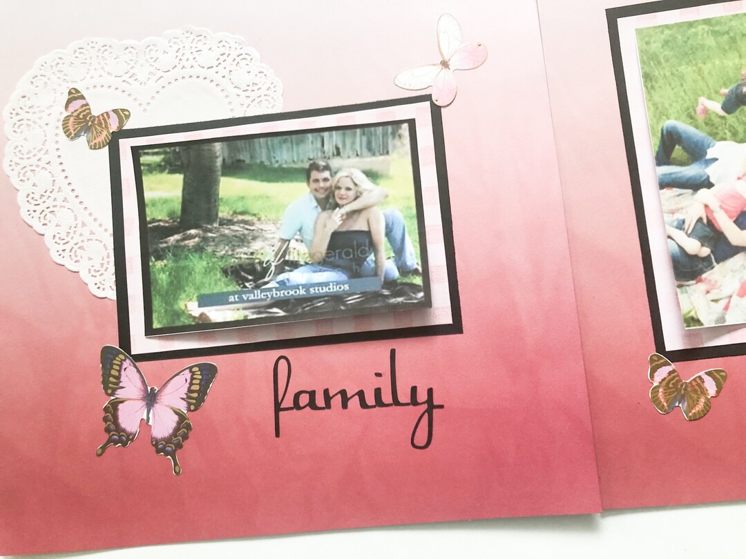 Premade Pink Family Scrapbook Pages - Pink Scrapbook Layouts - Wedding ...