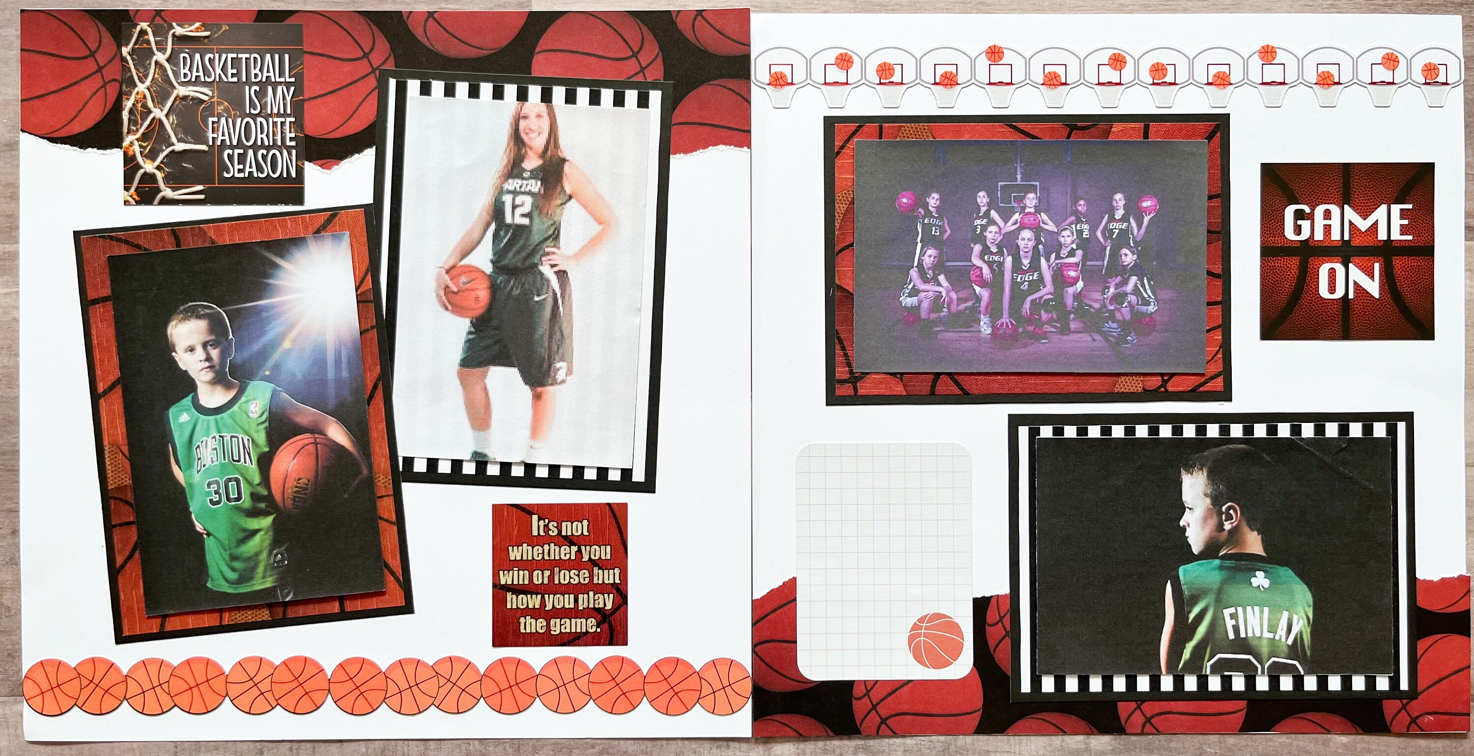 12 by 12 Premade Basketball Layouts - Basketball Scrapbook Pages ...