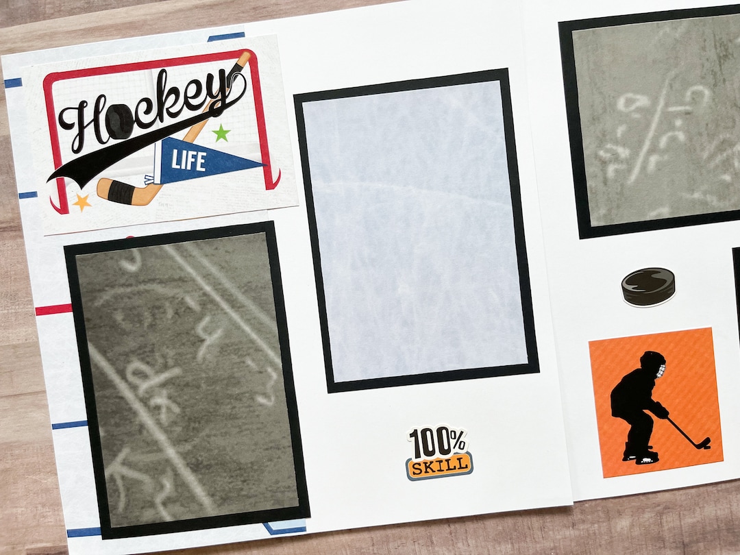 Hockey Scrapbook Pages - Hockey Pages - Premade Hockey Layouts - Hockey ...