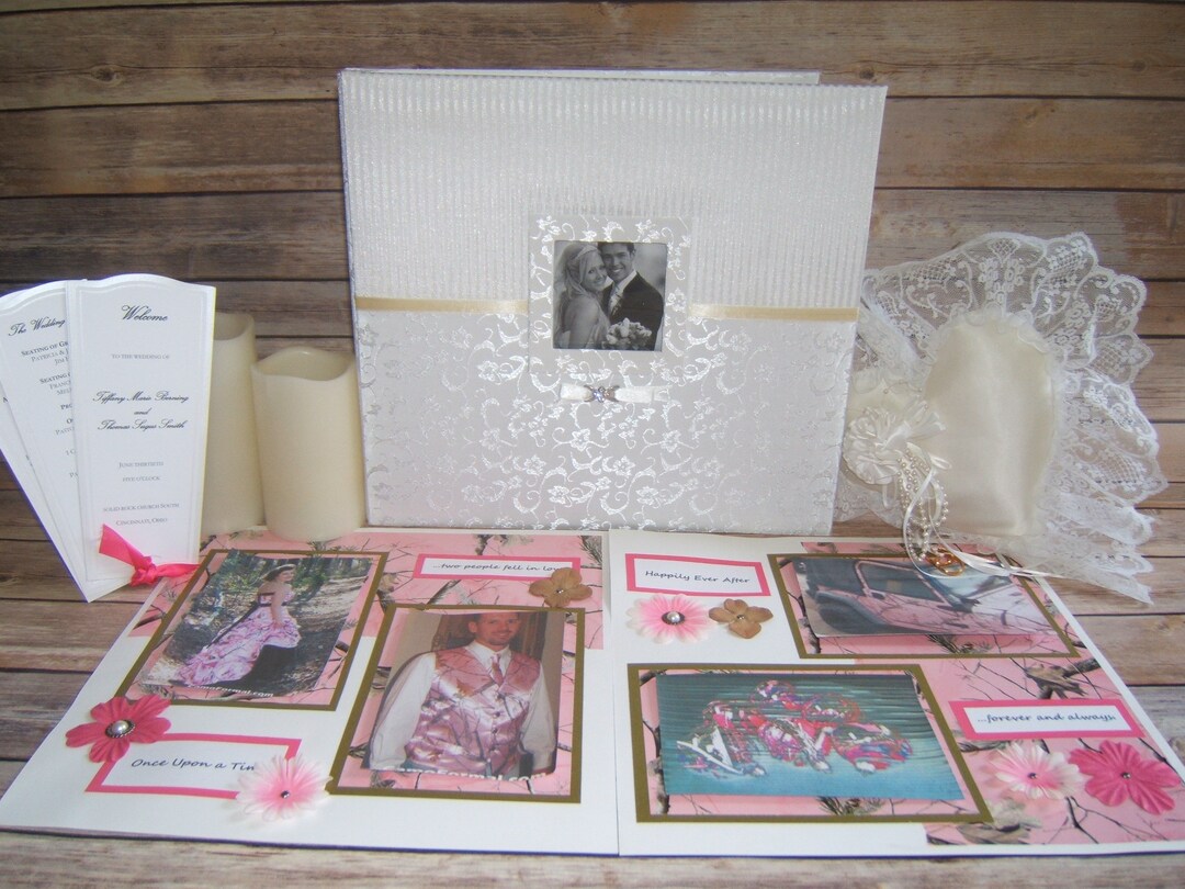 Premade Wedding Scrapbook - Pink Real Tree Camo Wedding Scrapbook Album ...