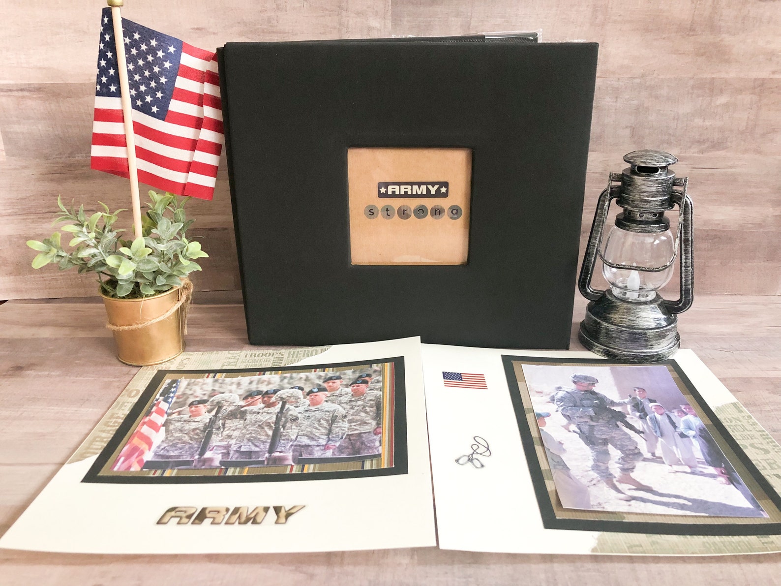 Army Scrapbook Album - Premade 8 by 8 Army Scrapbook - Military Album ...
