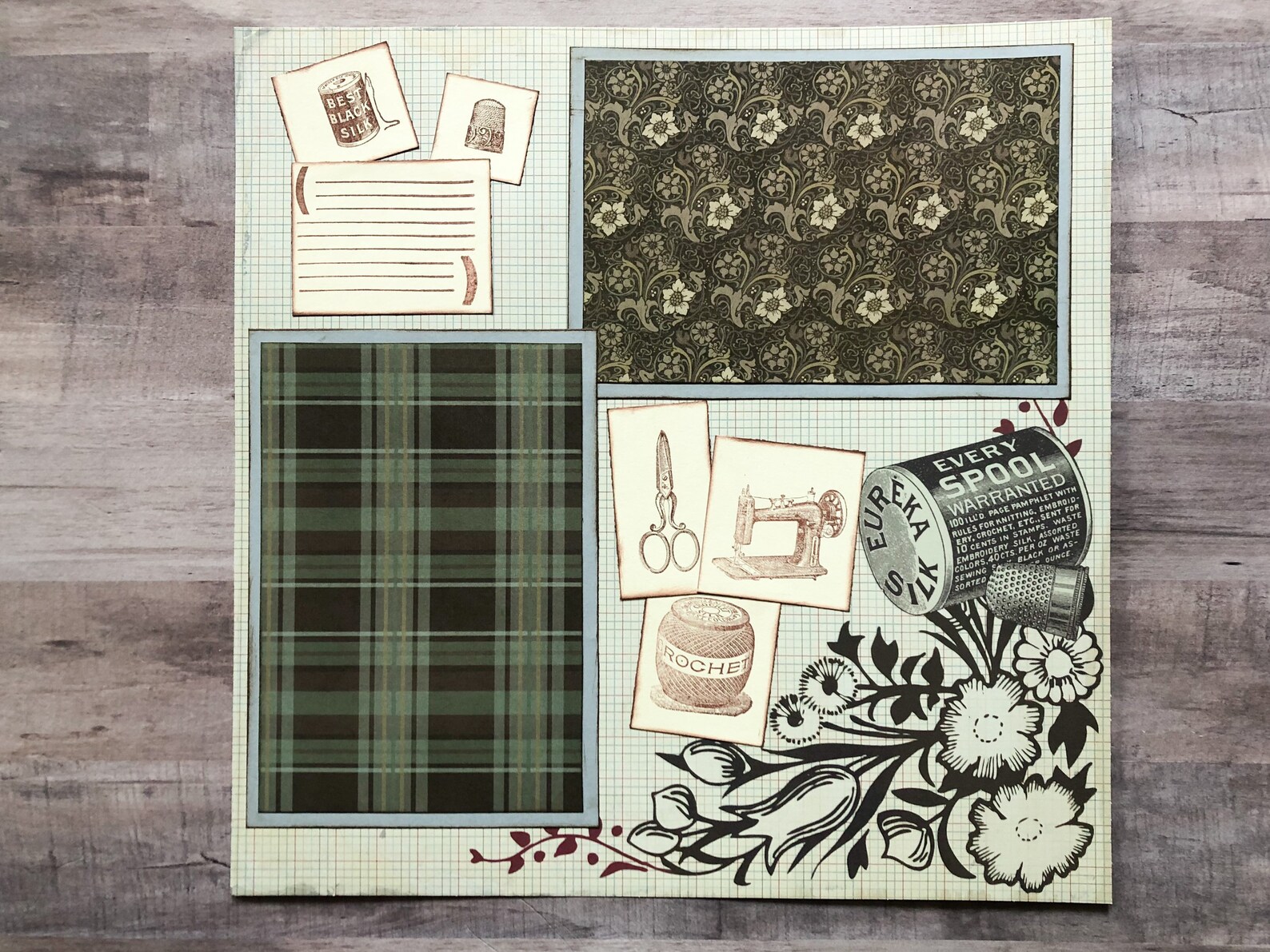 Sewing Scrapbook Layouts 12 by 12 Family Scrapbook Pages | Etsy