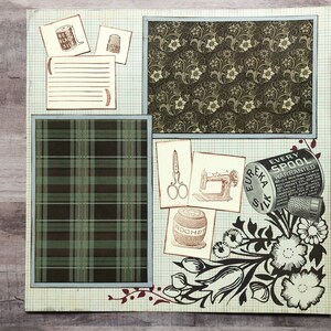 Sewing Scrapbook Layouts - 12 by 12 Family Scrapbook Pages - Premade ...