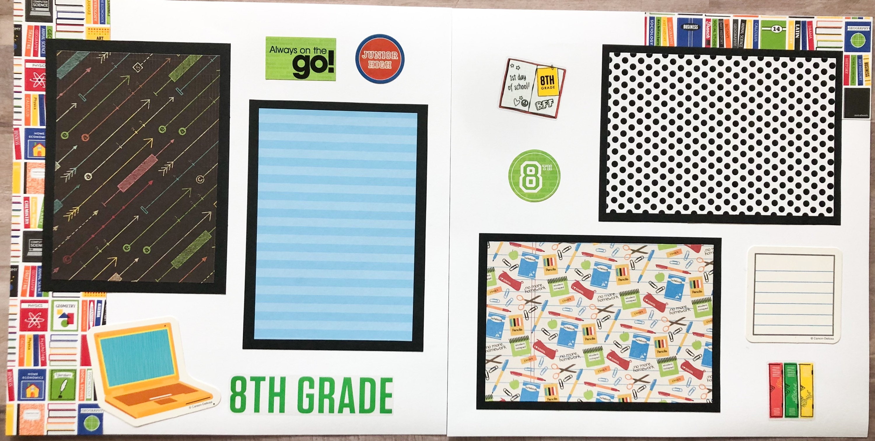 Eighth Grade Scrapbook Pages Back to School Layout Premade - Etsy