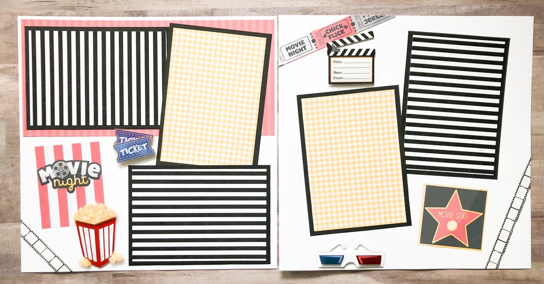 Premade Movie Layouts - Movie Scrapbook Pages - 12 by 12 Movie Pages ...