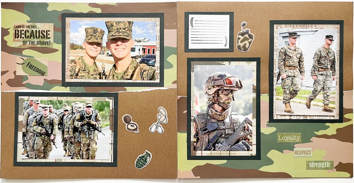 Army Scrapbook Pages - Premade Army Layout - Military Pages - Etsy